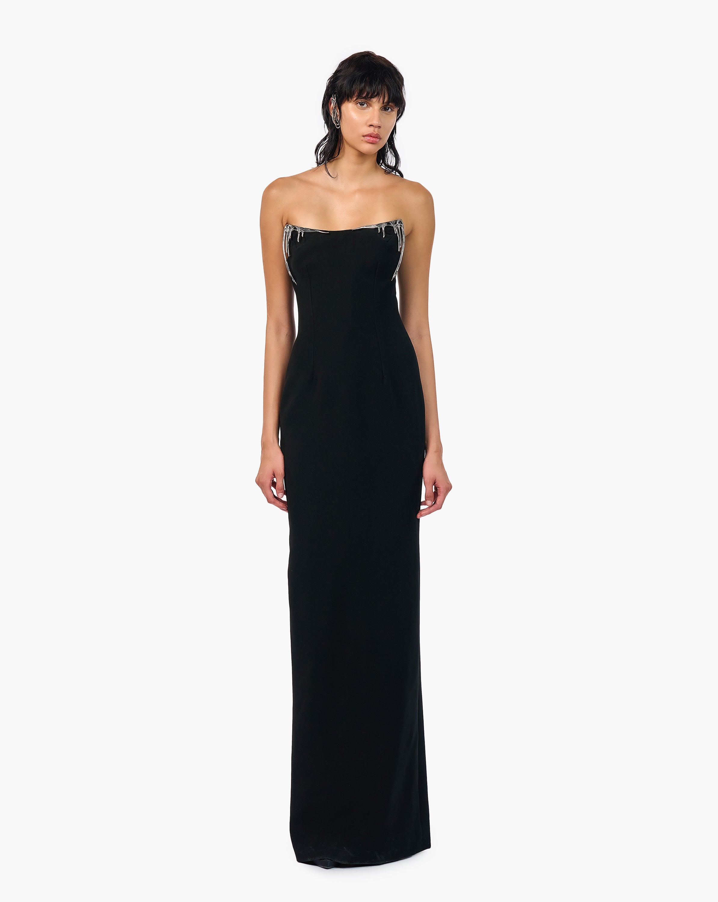 The Nyx Silver Drip Column Gown – Gaurav Gupta International